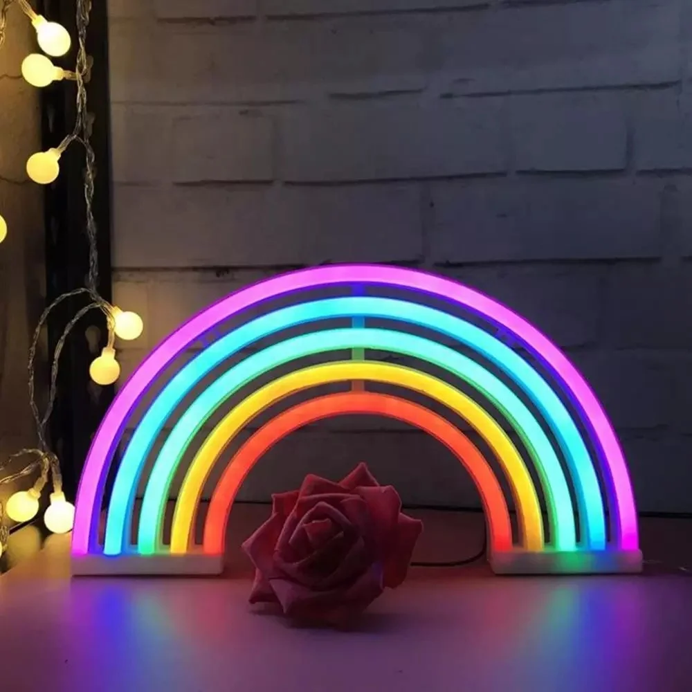 Rainbow Neon Light Wall Lamp Led Usb Battery Operated Night Light Girls ...