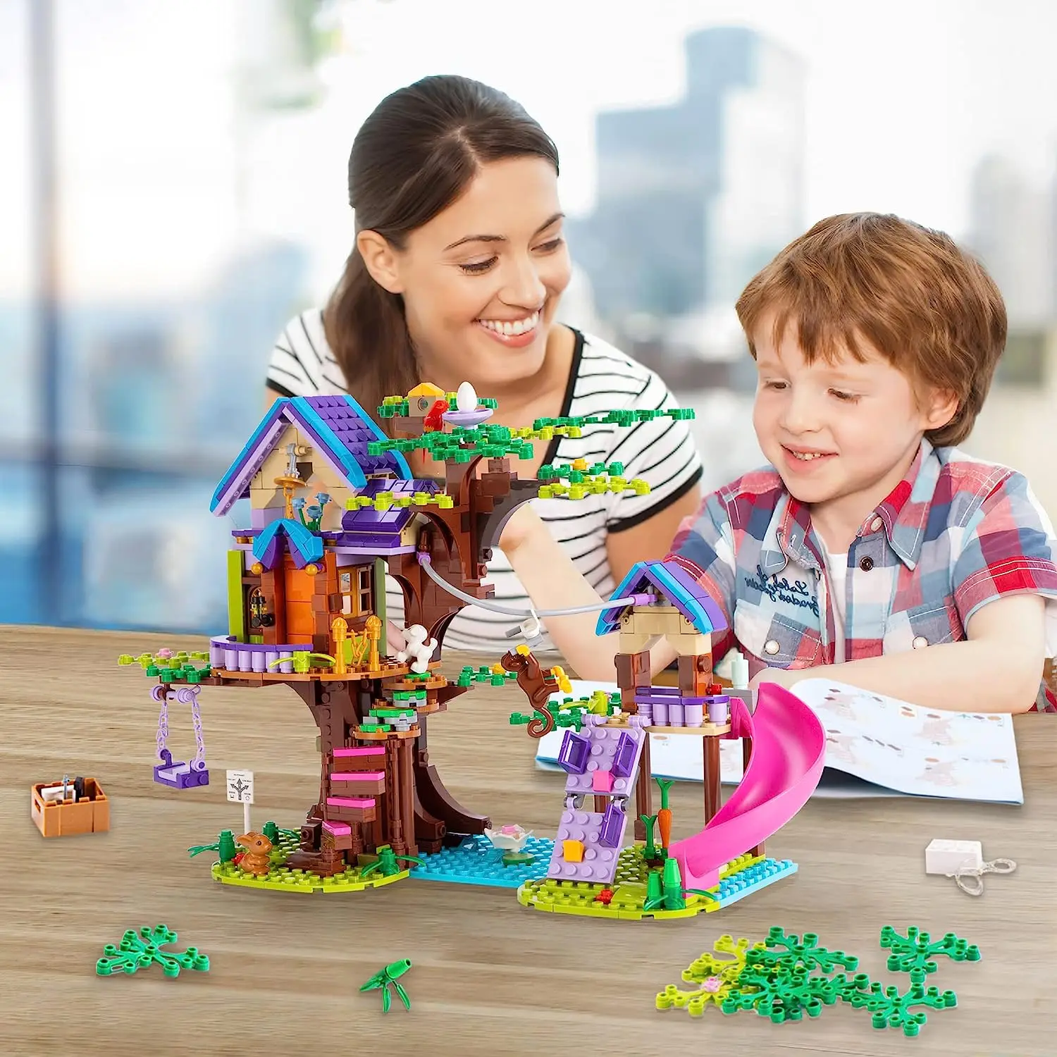 Tree House Building Toy Treehouse Building Block Set With Slides Swing ...