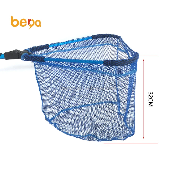 Rubber Mesh Fishing Landing Net Aluminum Collapsible Fishing Net Safe ...