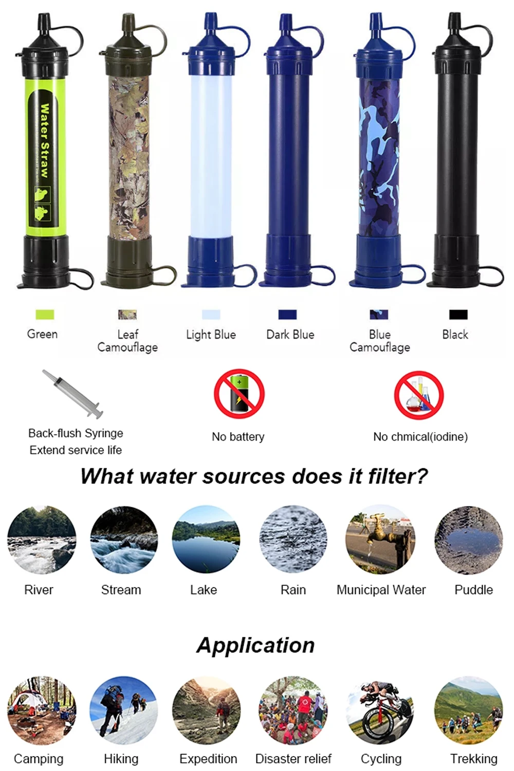2019 Personal Water Filter Survival Camping Hiking Gear - Buy Water ...