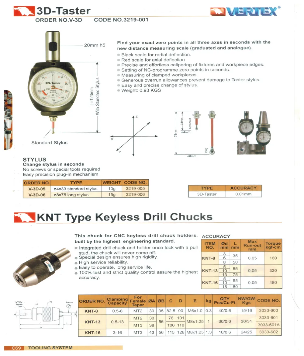 VERTEX 3D Taster V-3D Tooling System - Precision & Reliability