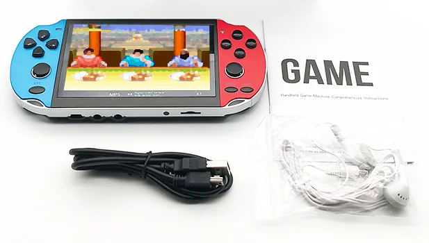 4.3 Inch X7 Portable Console 128 Bit Handheld Game Movies Double Rocker ...
