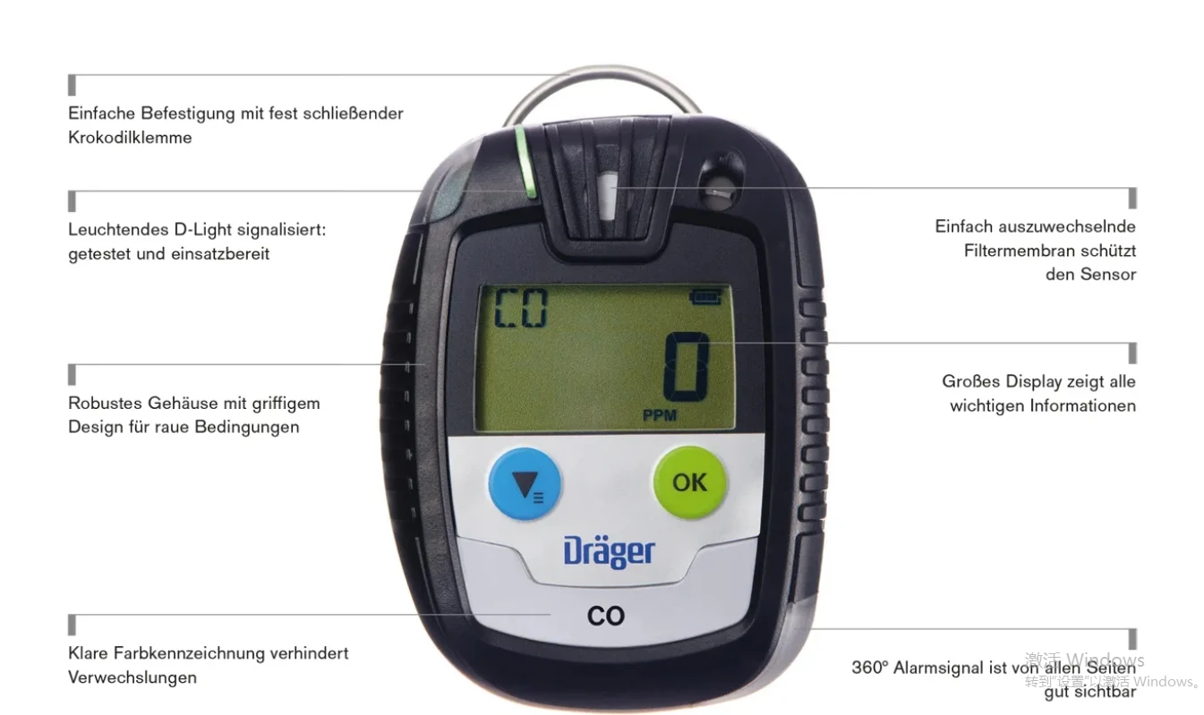 Single Gas Detector Drager Pac 6500 For Portable Detection Of O2,H2s,Co ...