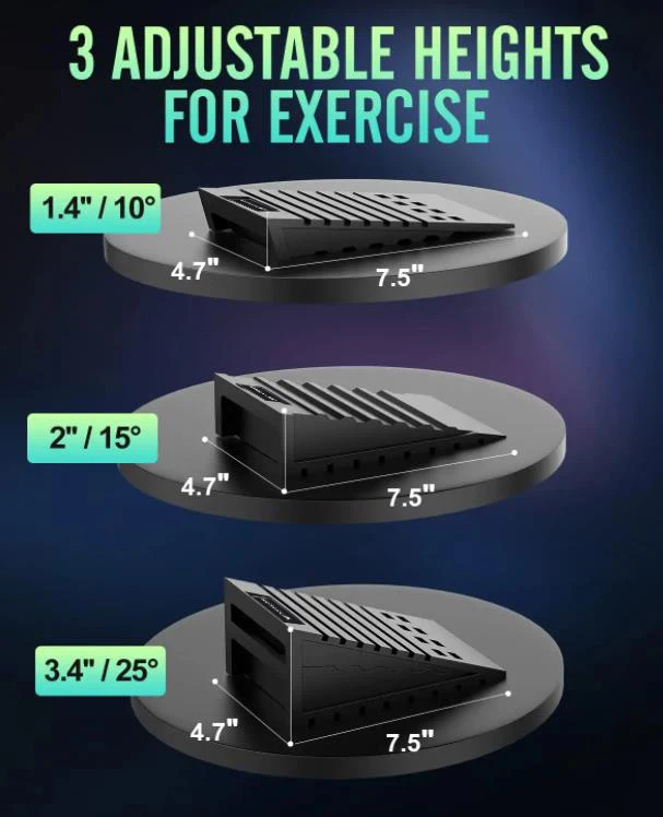 Adjustable Rubber Squat Wedge Block Squat Wedge Ramp for Deadlift Fit ...