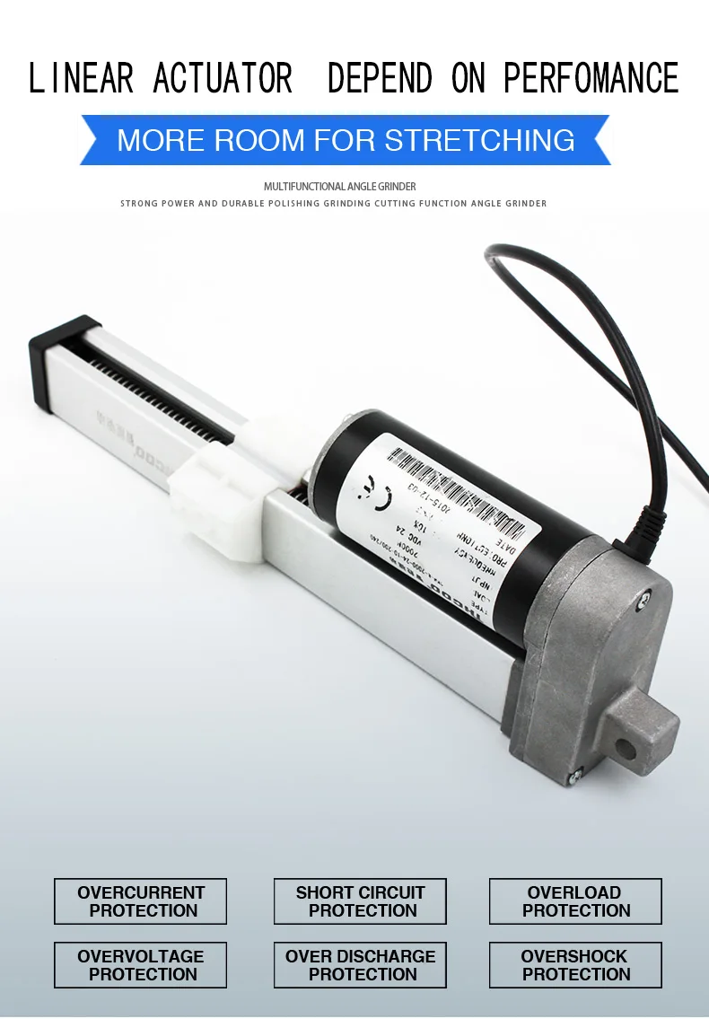 Low Noise Waterproof 1500mm Stroke 12v/24v Mini Telescoping Linear ...