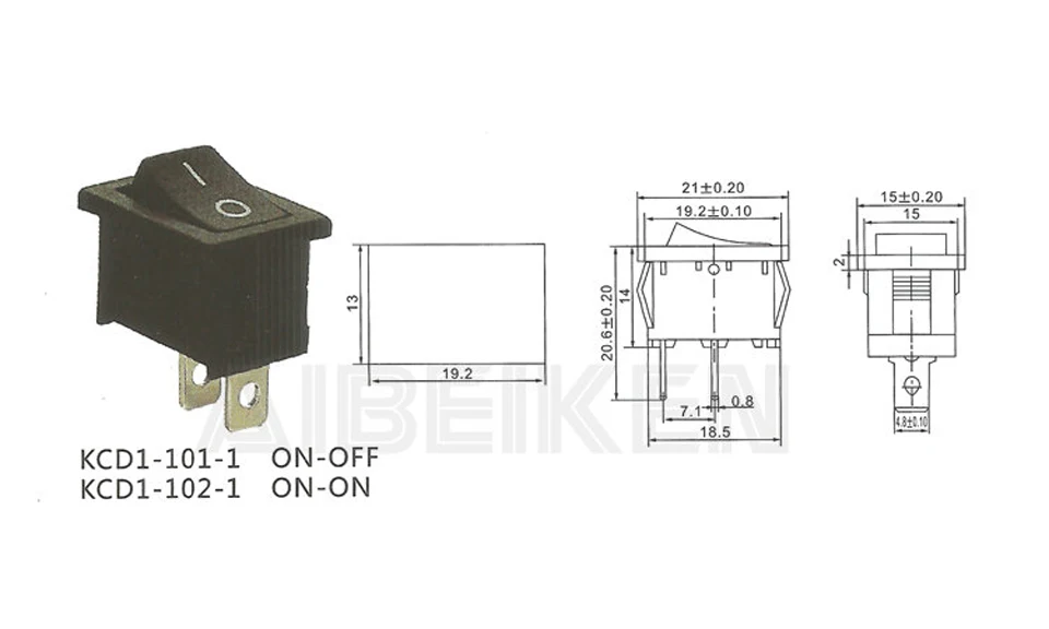 ON OFF KCD1-101 Rocker Switch - Waterproof & Heat Resistant