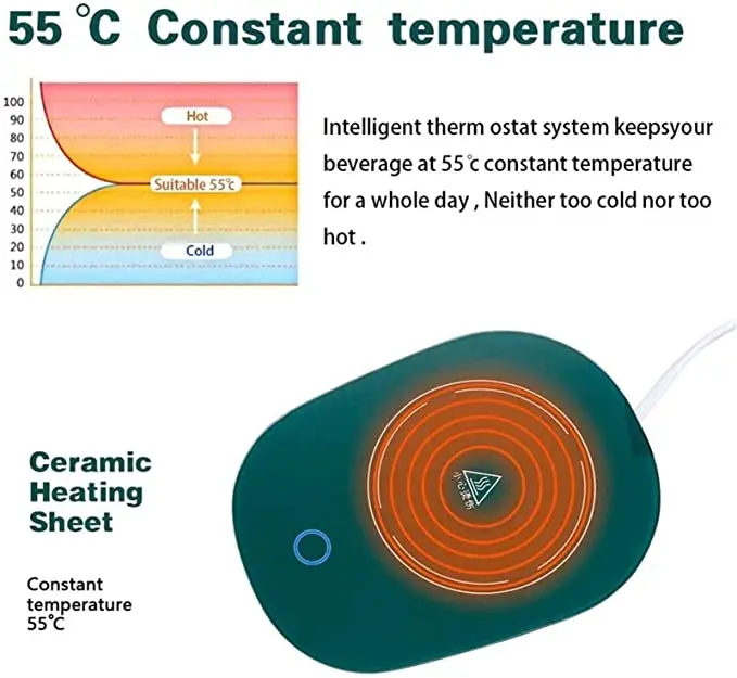 Portable Warmer Coaster 55 Degree Constant Temperature Heating Coaster ...