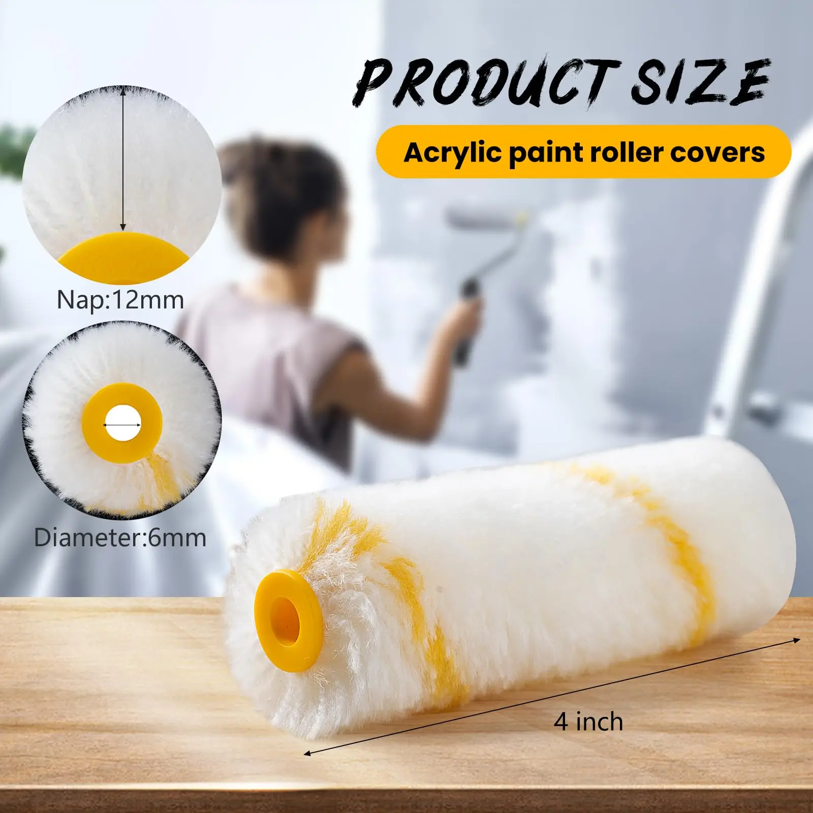 4" Paint Roller & Parts Decorative Rollers for Painting Mini Paint ...