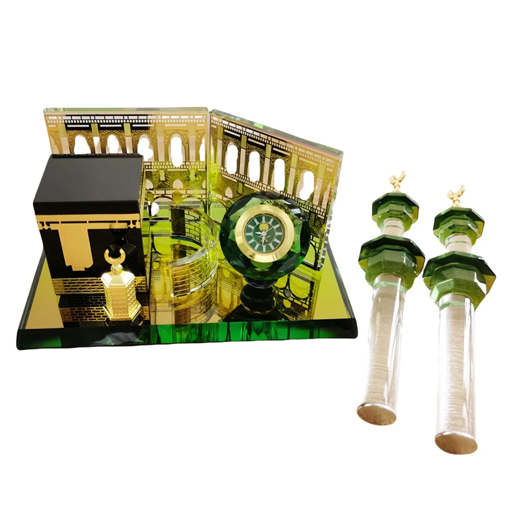 Islamic Home Decor Handcrafted Four-Sided Kaaba Crystal Clock Heavenly ...