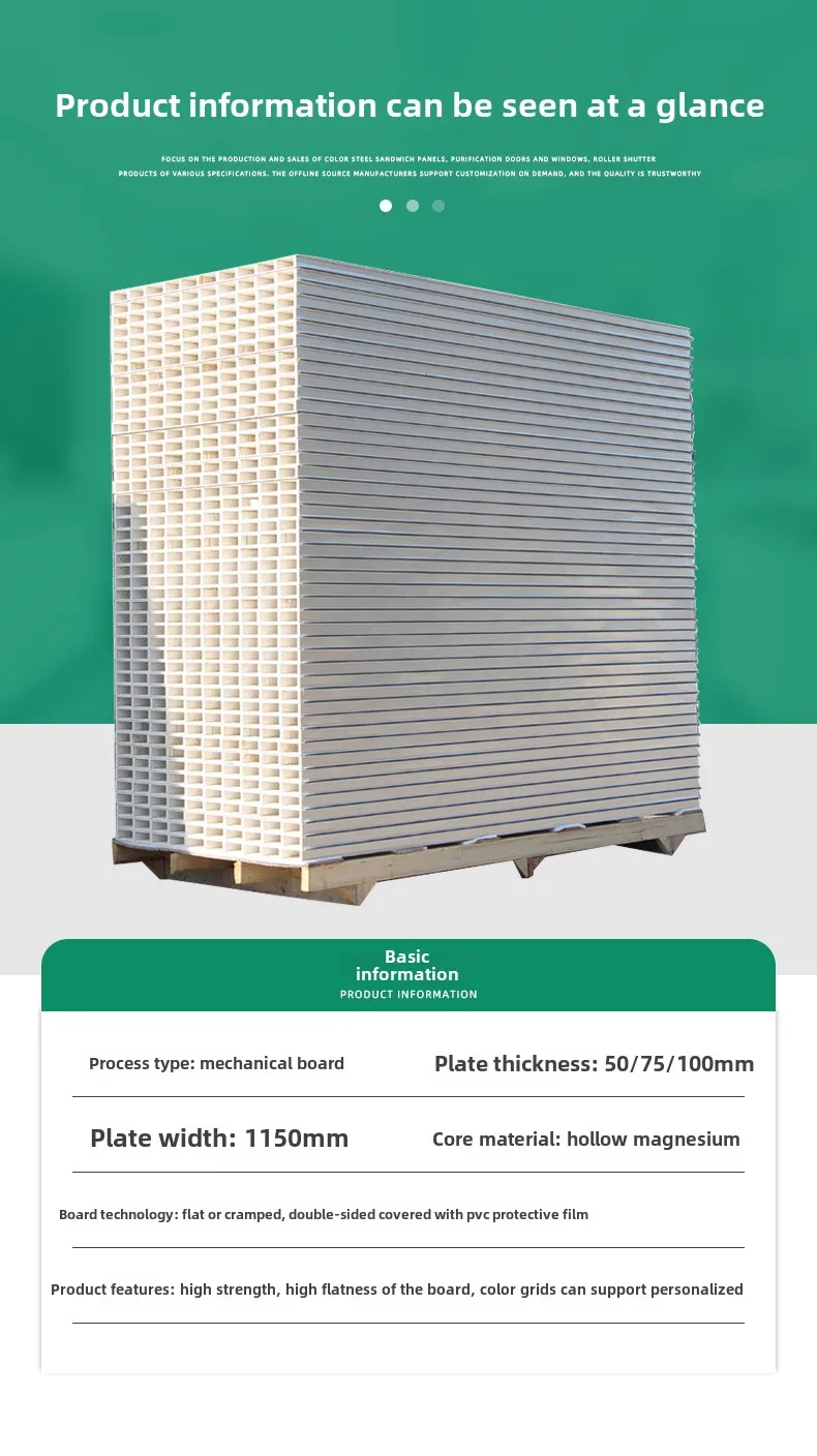 Color Steel Fireproof Purification Board Magnesium Board Sandwich ...