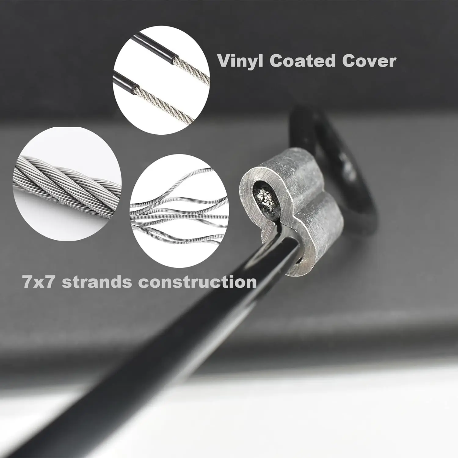 4mm Vinyl Coated Stainless Steel Cable With Loops Short Wire Rope ...