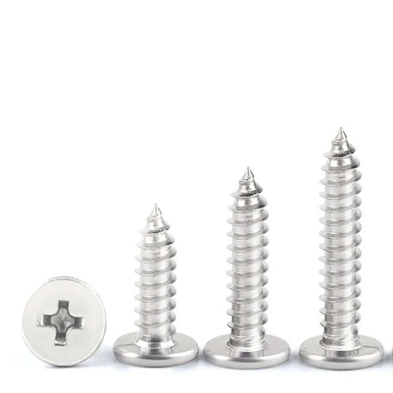 304 Stainless Steel Flat Head Cross Self-tapping Ca Screws Large Flat Head Self-tapping Cross ...