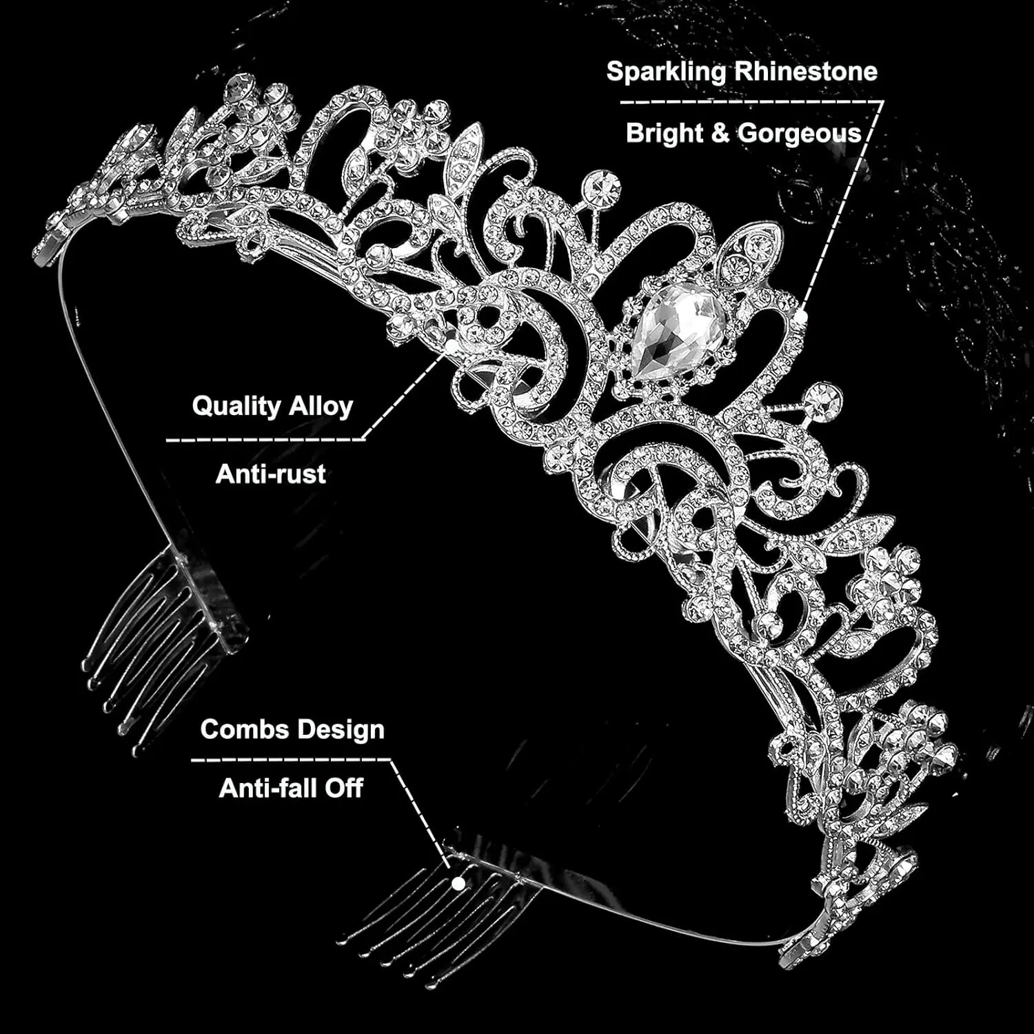 Tiara Crowns for Women - Princess Headbands with Crystals