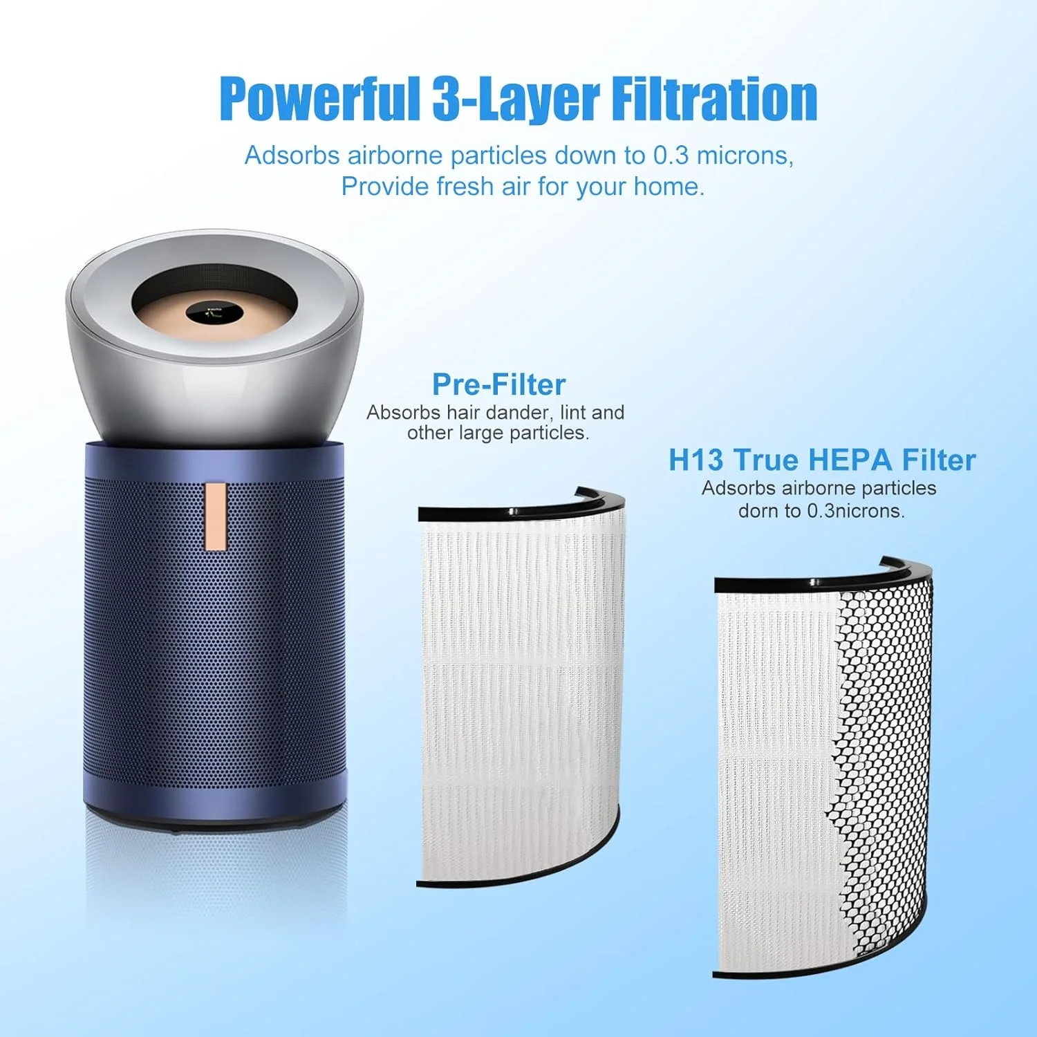 Bp03 Extra Large Hepa H13 Grade High Efficiency Carbon Filter For Purifier Big+quiet ...