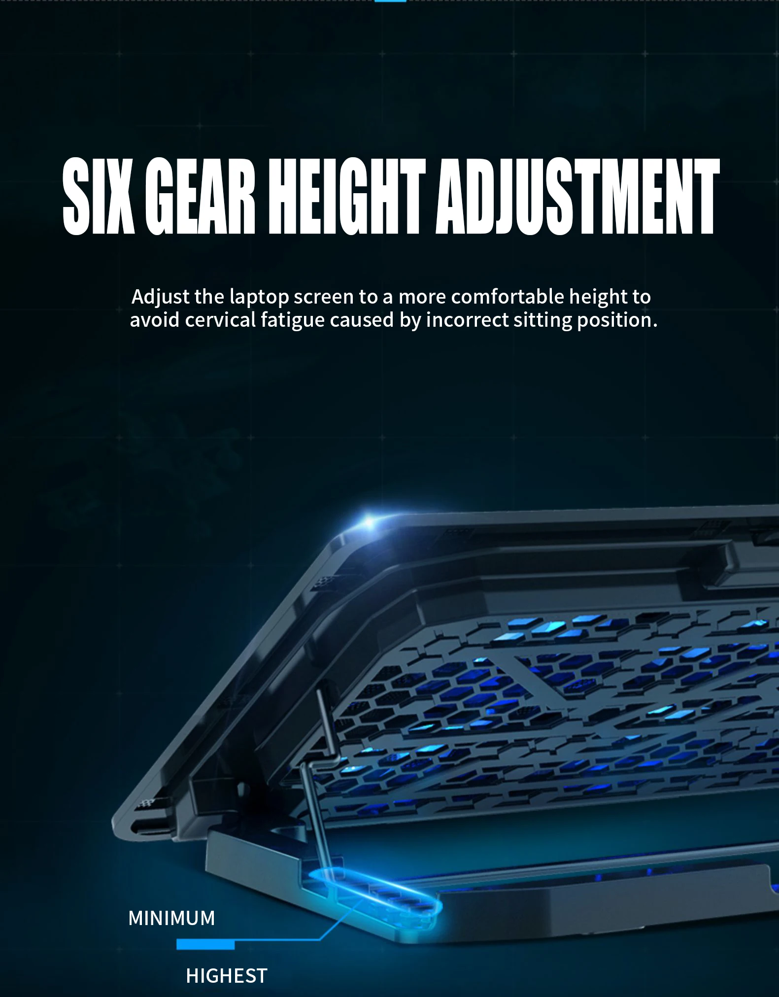 Gaming Laptop Cooler - 18 Inch Base with 6 Fans