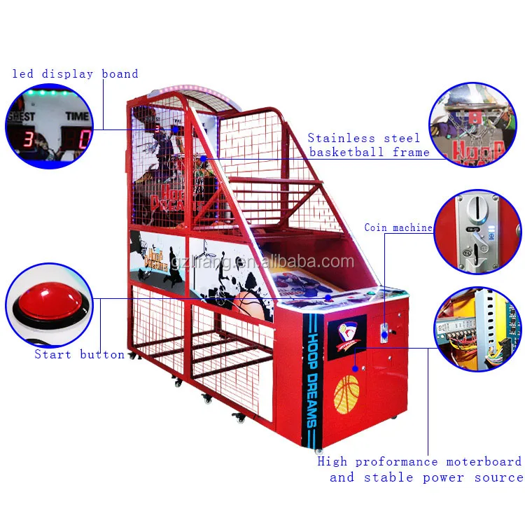 G02 Folding Coin Operated Indoor Electronic Skill Shooting Hoop Arcade ...