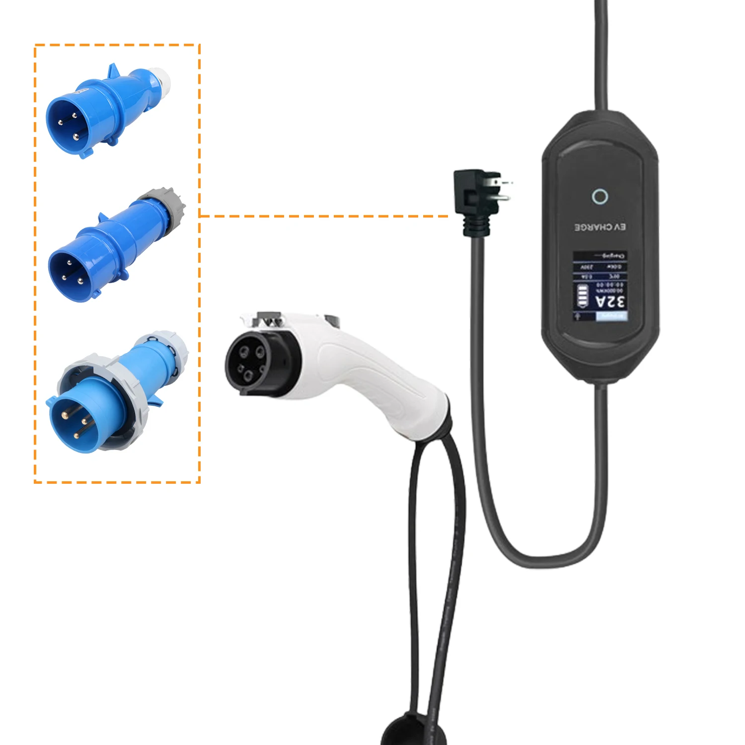 Large Screen Display 16A 3.5KW Portable EV Charger Level 1 Charging ...
