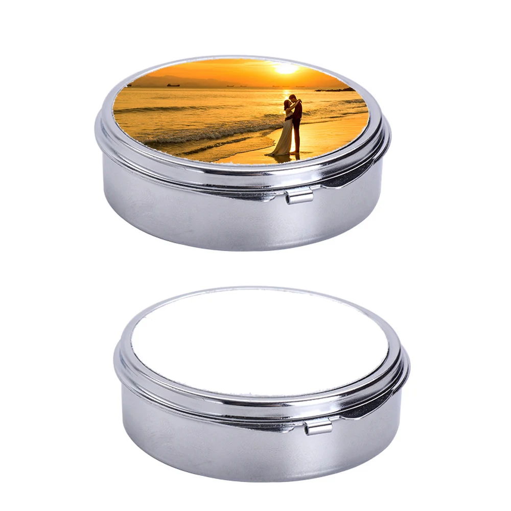 Round Sublimation Decorative Metal Pill Box Sublimation Jewelry Box ...