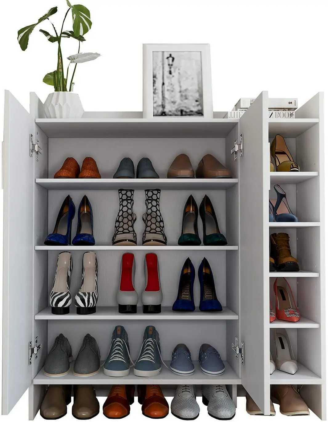 New Wood Shoe Cabinet Modern Home Living Room Furniture Shoe Rack Unit ...