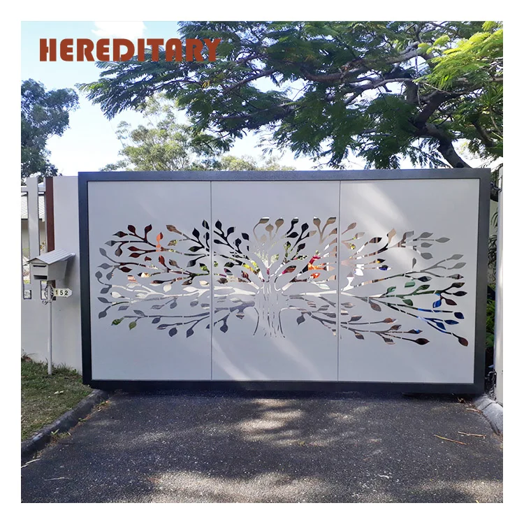 Modern White Cnc Cutting Main Gate And Laser Cut Garden Gate Driveway ...