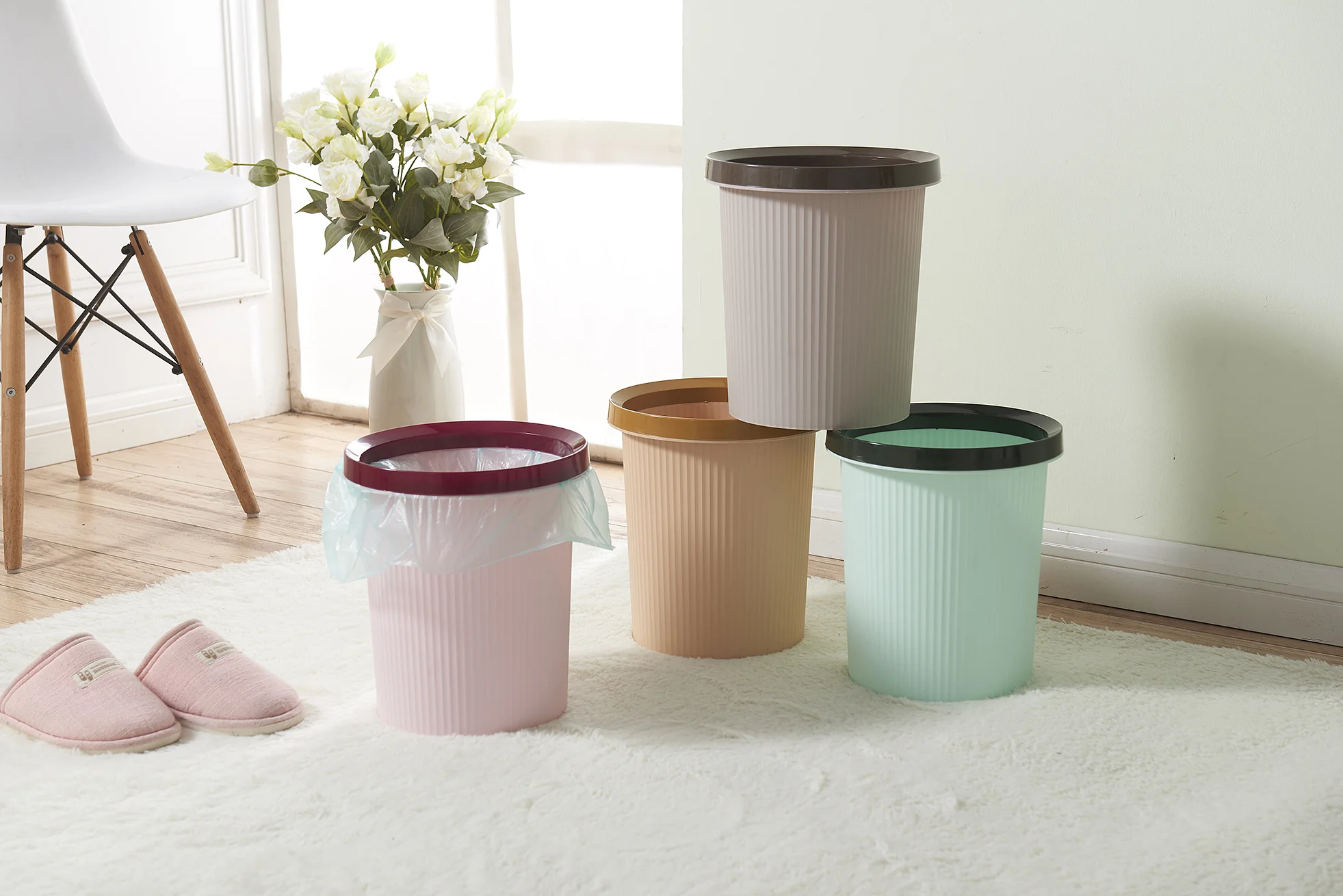 Pressing Ring Trash Can Wholesale Uncovered Nordic Style Trash Can ...