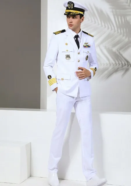 Officer Chief Commander White Royal Merchant Officer Uniform with Badge