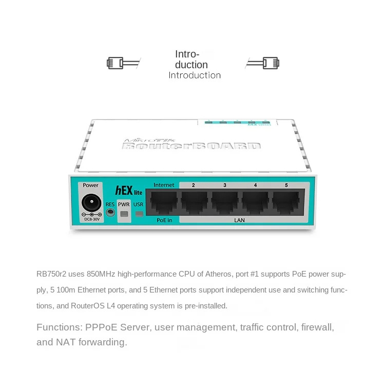 MikroTik RB750r2 hEX Lite ROS System 5-Port 100 M Wired Enterprise ...