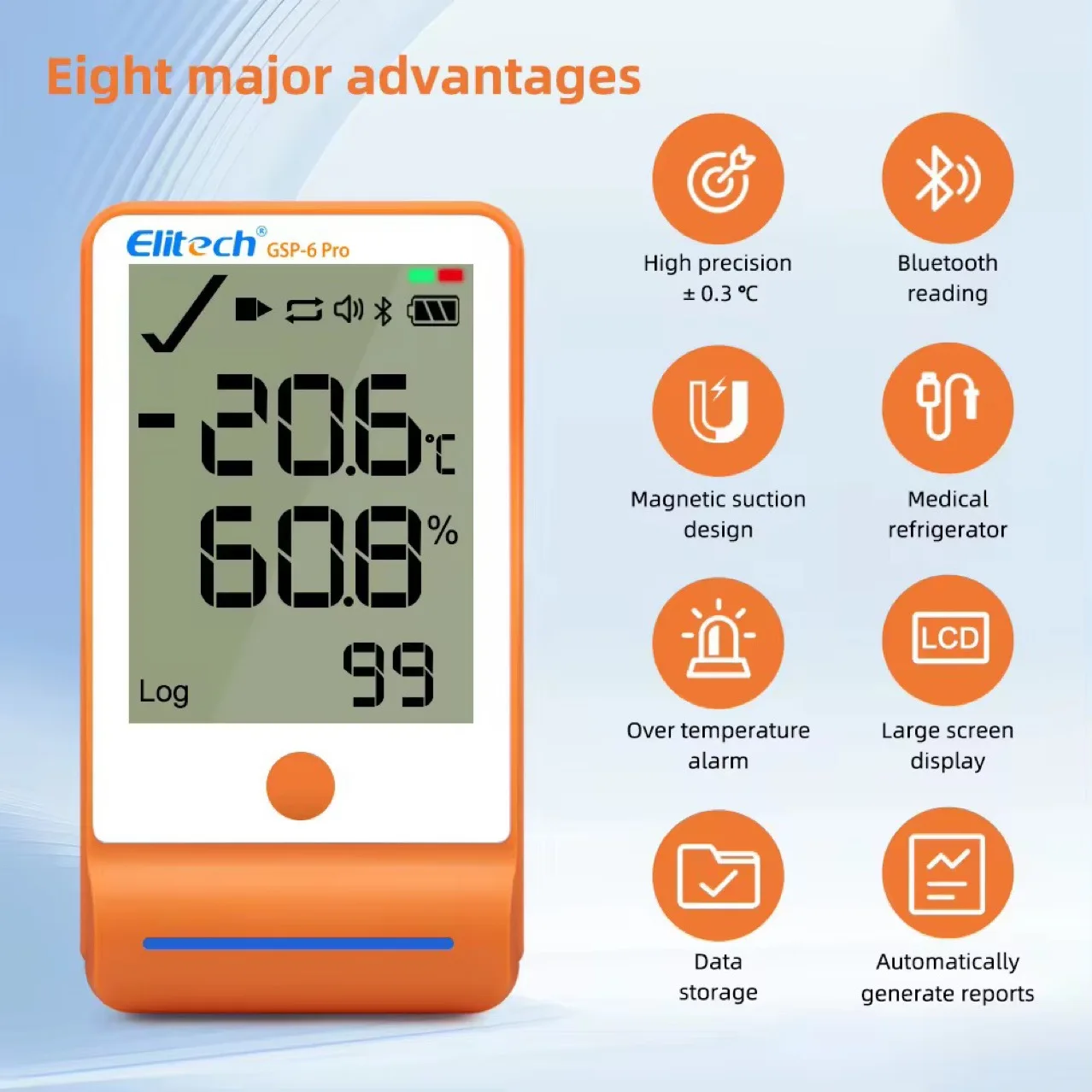 GSP-6Pro Large Screen Temperature Data Logger Humidity Recorder ...