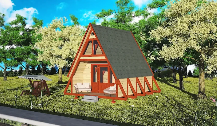 Triangle Shape Wood Made of Small Cabin for Camping