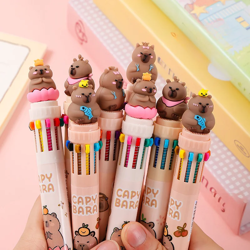Cartoon Creative Cute Capybara Ten-color Push Ballpoint Pen for ...