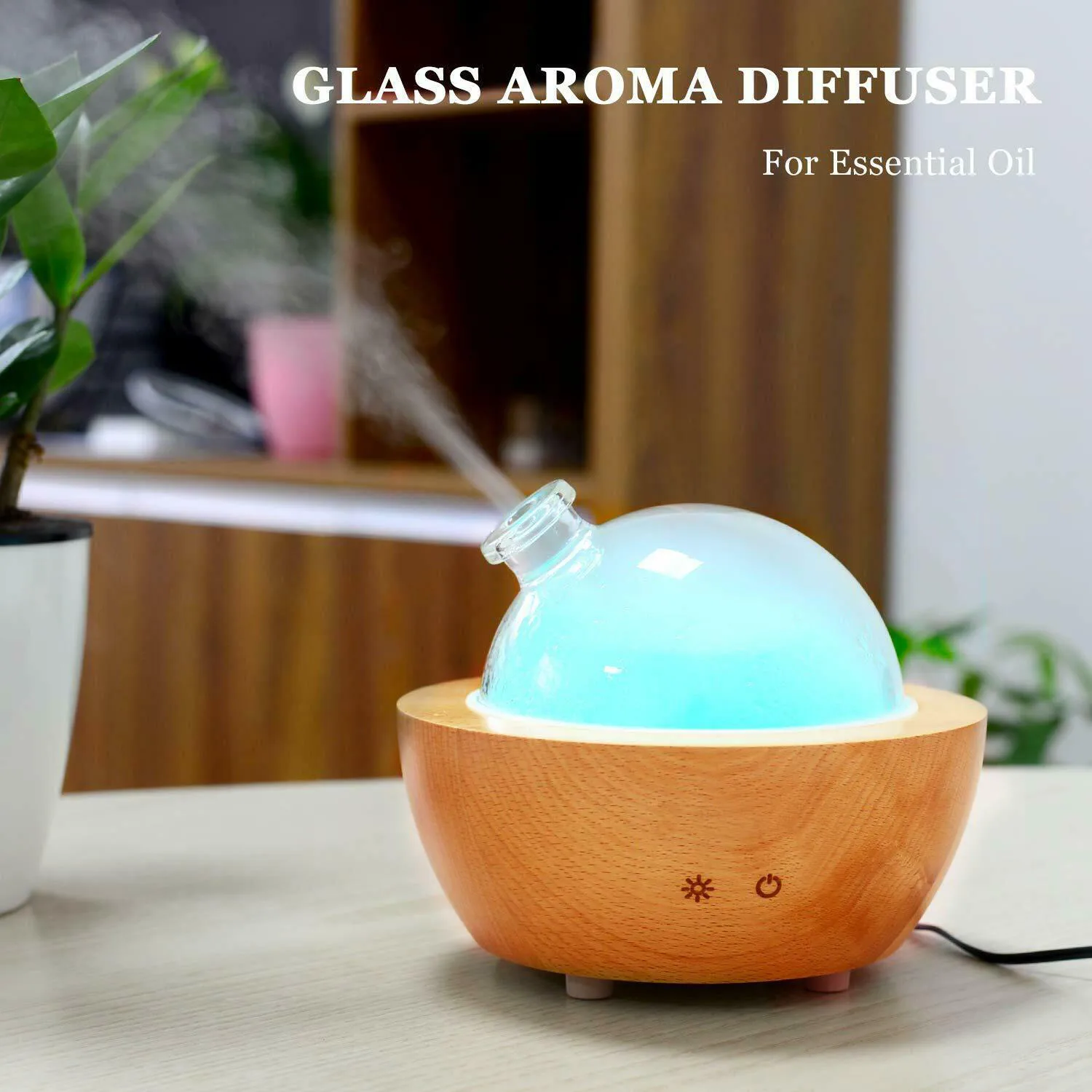 Wood and Glass Nebulizing Waterless Diffuser - Natural Aromatherapy