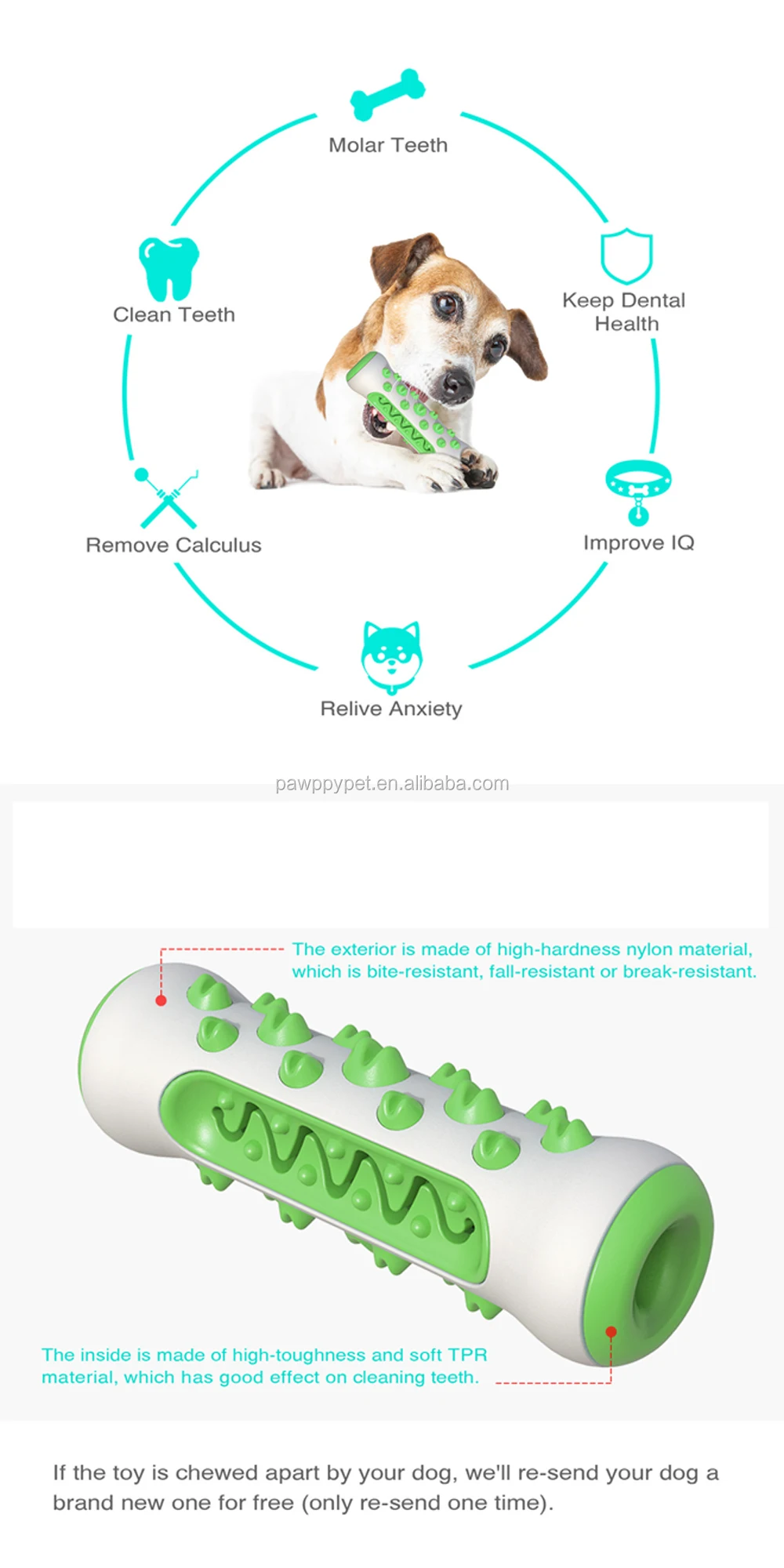 Dog Toothbrush Pet Dog Bone Shape Toothbrush Brushing Chew Toy Stick ...