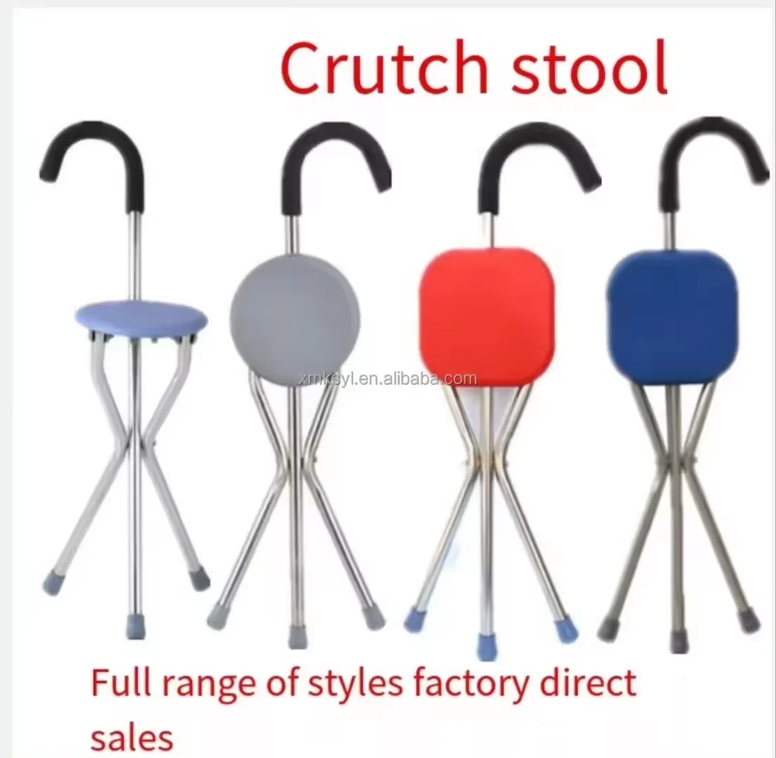 Triangular Folding Crutch Seat Walking Cane Chair With Rehabilitation ...