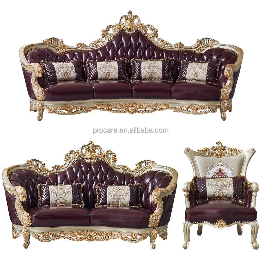Luxury Rococo Style Italian Rococo Living Room Furniture 1+2+3 With ...