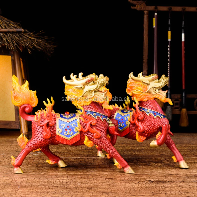 Pure Copper Casting Unicorn Statue Sculpture Small Kylin Colour Unicorn ...