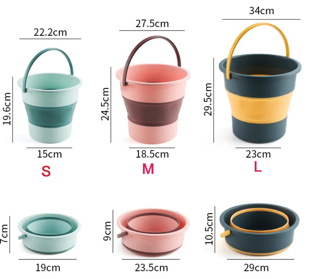 Telescopic Plastic Water Buckets Portable Pail for Home Pet Car Clean ...