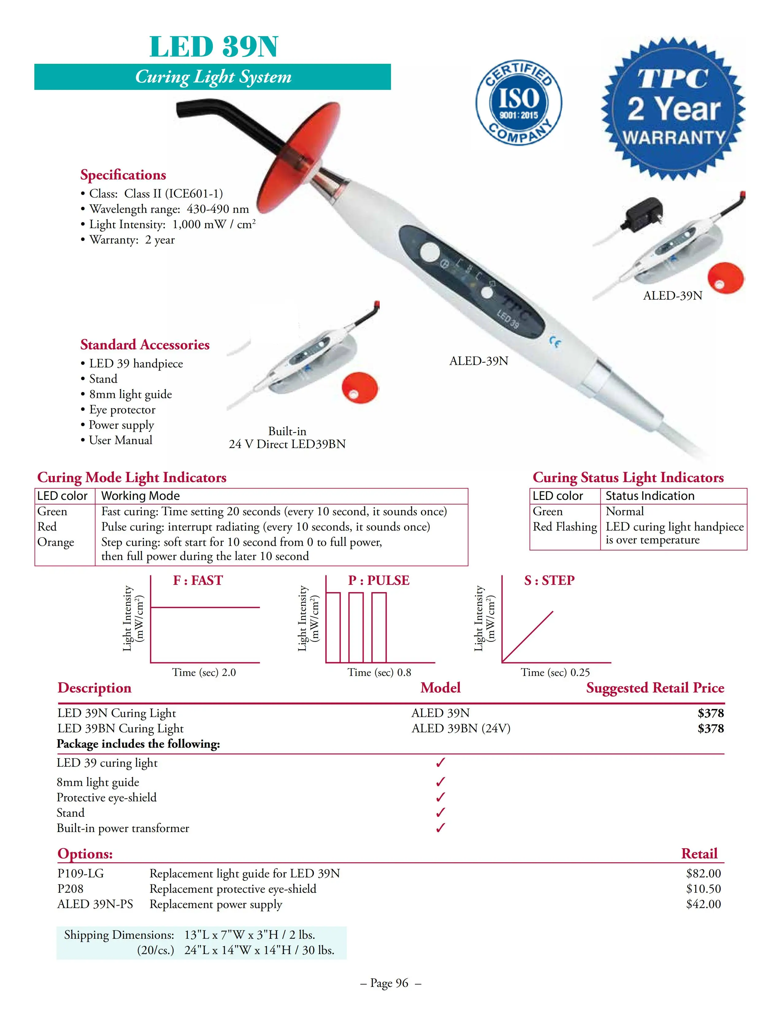 Ce Approved Tpc Led39 5w Wired Dental Curing Light System With 1000w ...