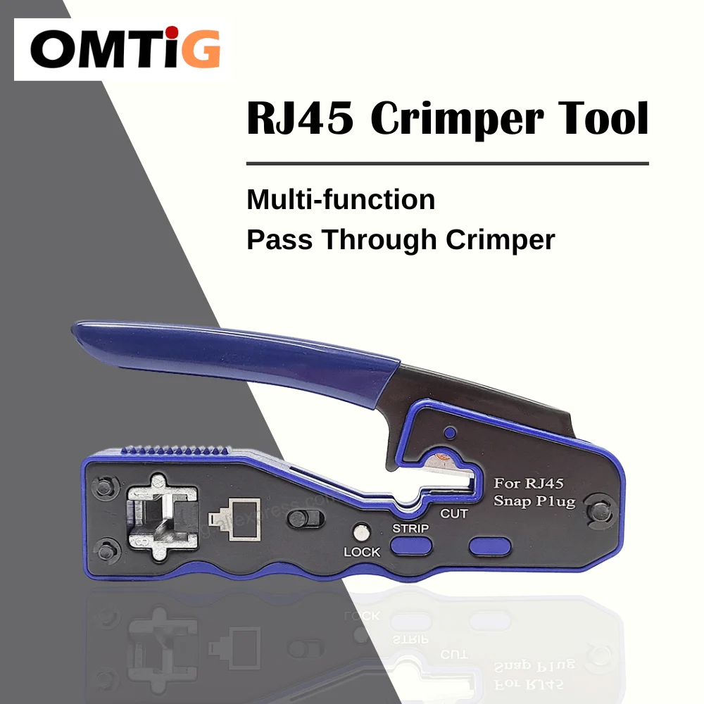 Rj45 Crimp Tool Pass Through Crimper Cutter For Cat6a Cat6 Cat5 Cat5e ...