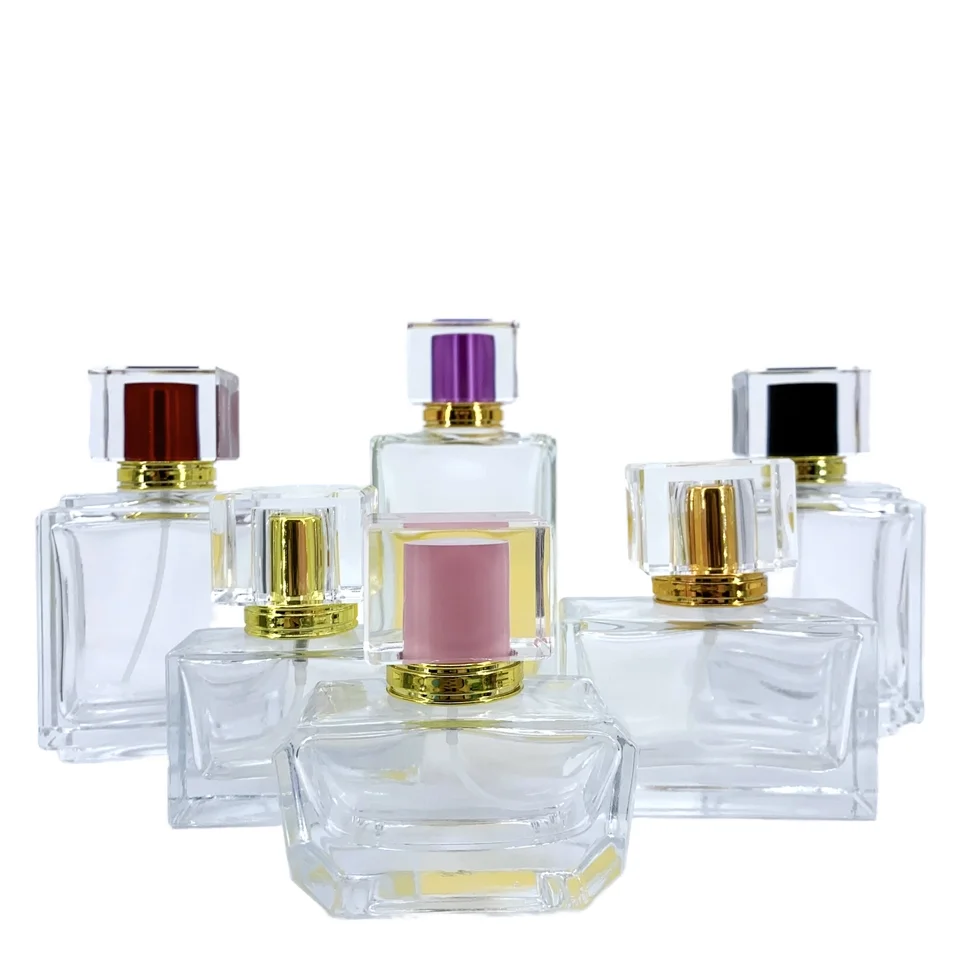 Luxury Rectangular Perfume Bottle 30ml 50ml Transparent Glass Bottle ...