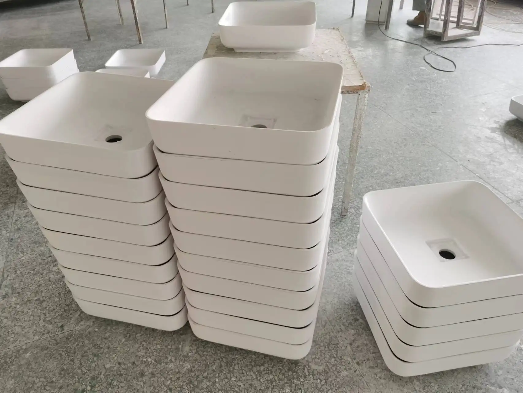 Modern Rectangular Cast Stone Basin Sink Resin Countertop Matte ...