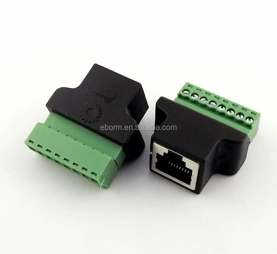 Rj45 Female To 8 Pin Screw Term Block Terminal Connector Cat7 Cat6 ...