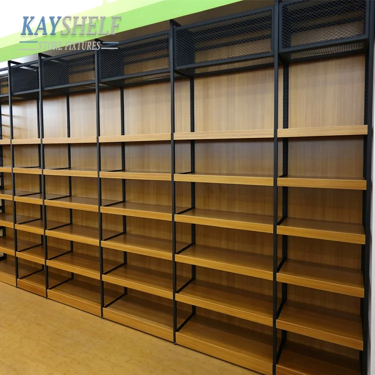Supermarket Gondola Wooden Shelves - Retail Store Display Racks, Multi ...