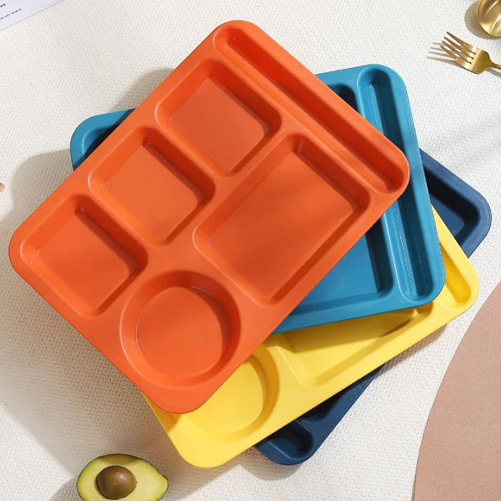 Plastic Meal Tray Left-handed Heavyweight Lunch Tray With 6 ...