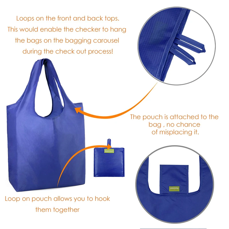 Custom Eco Recycle Nylon Foldable Grocery Tote Bag 210d Polyester ...