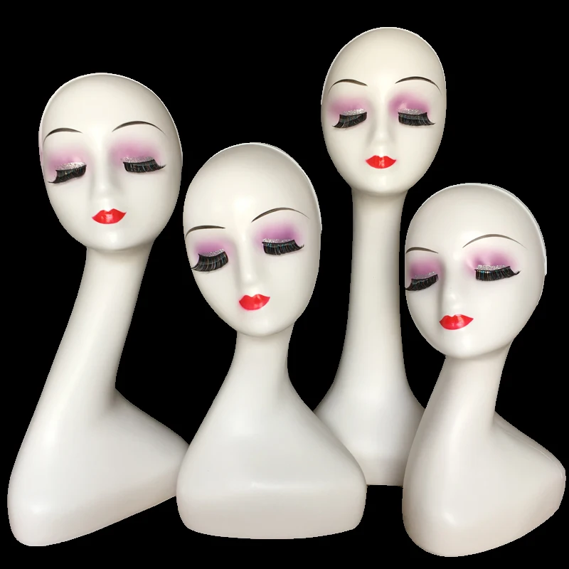 Glossy White Female Abstract Mannequin Heads for Display