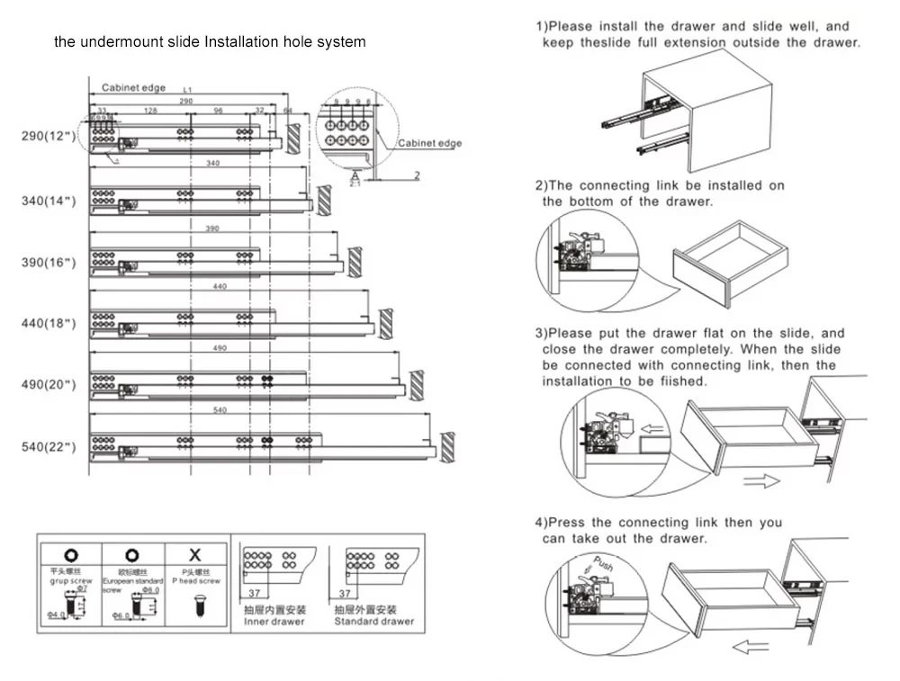 Full Extension Slides Push To Open Extension Soft Close Drawer Runner ...