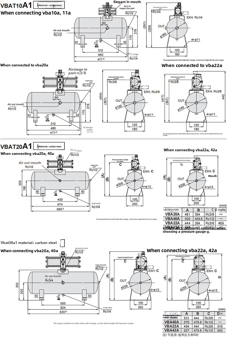 SMC Pneumatic Metal Gas Booster Valve VBA10A-02/VBA20A-03/VBA40A-04GN ...