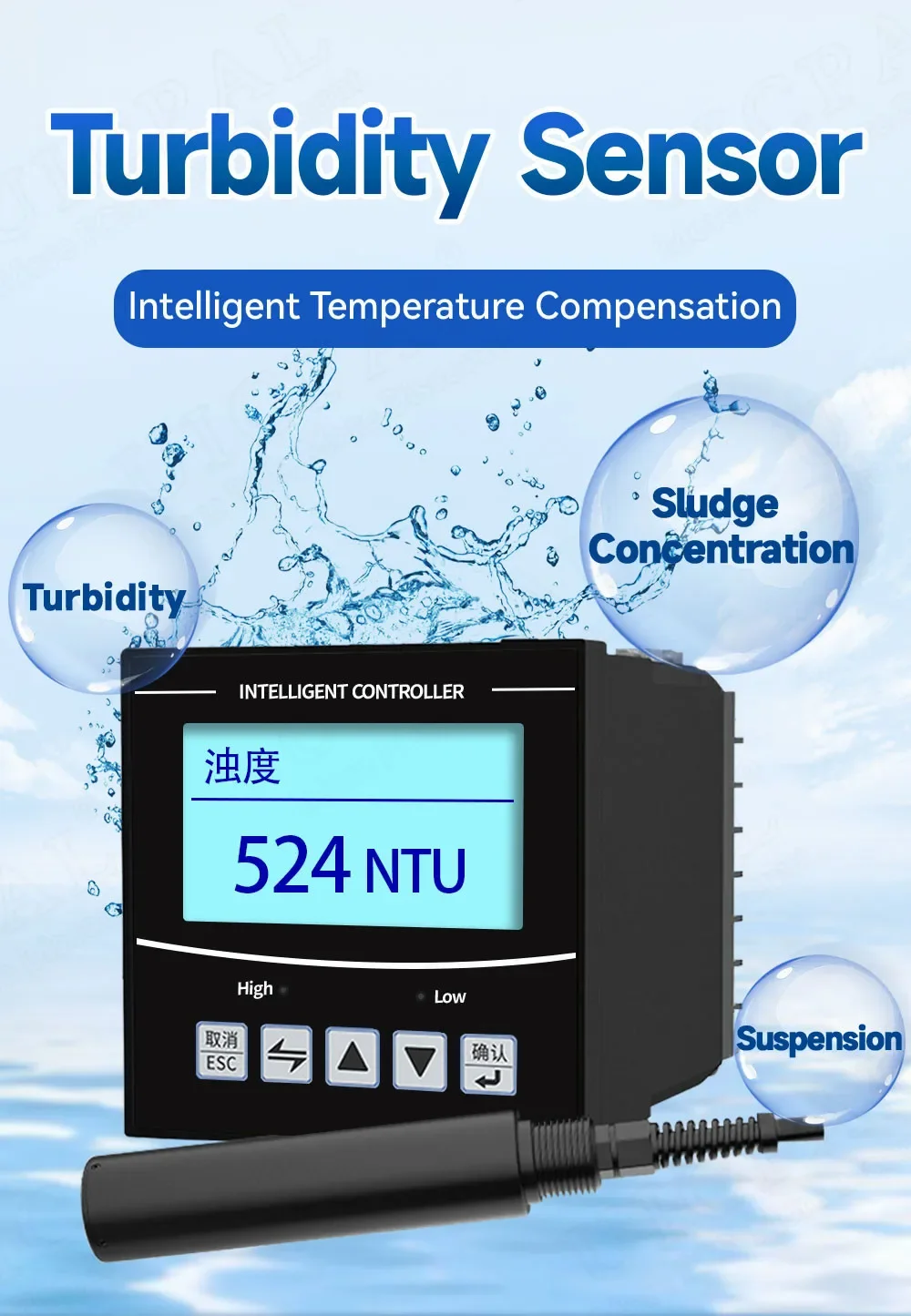 EC100 Online Turbidity Sensor Detector Sludge Concentration Meter MLSS ...