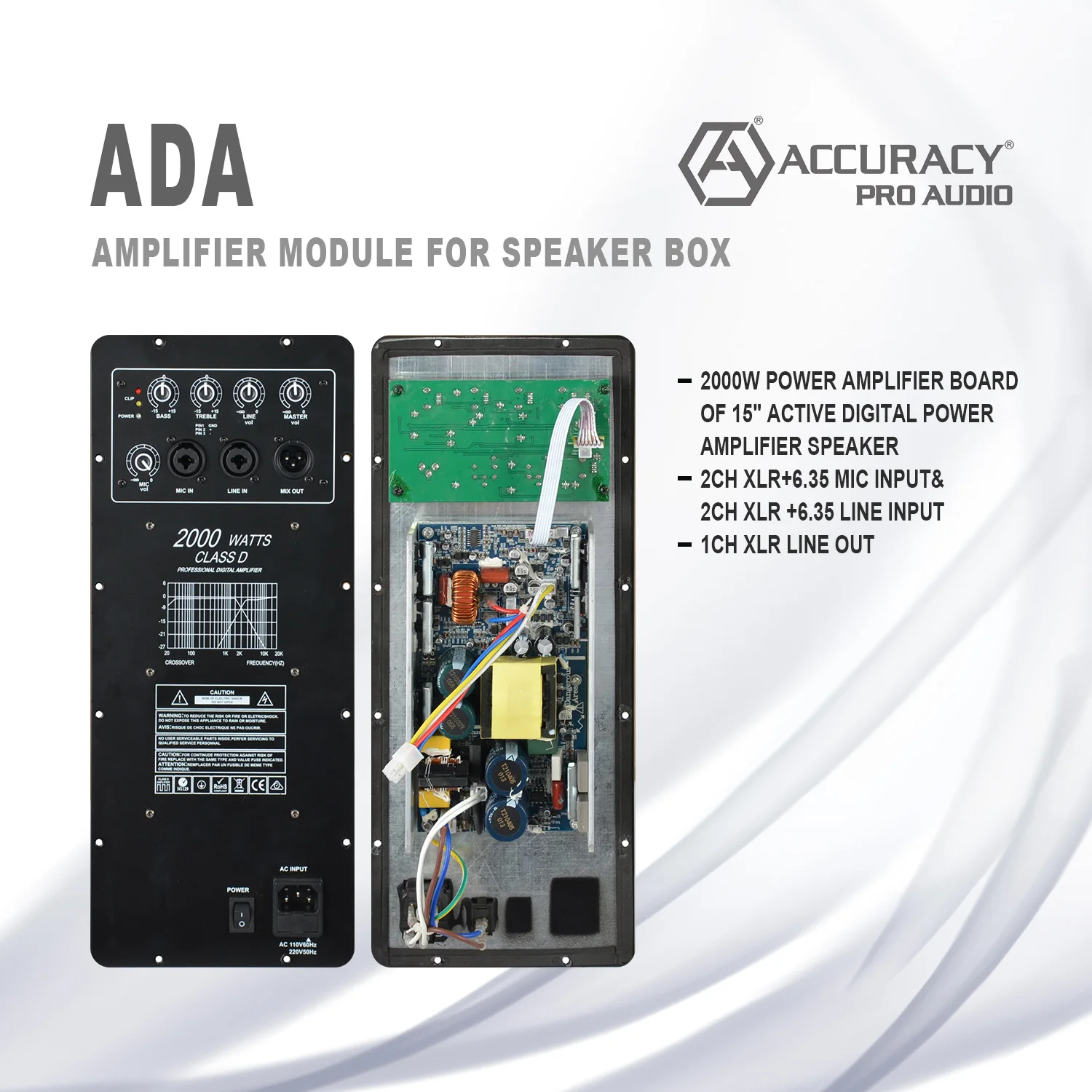 ADA Professional Audio Class D Amplifier Board - 2000W Power for Active ...
