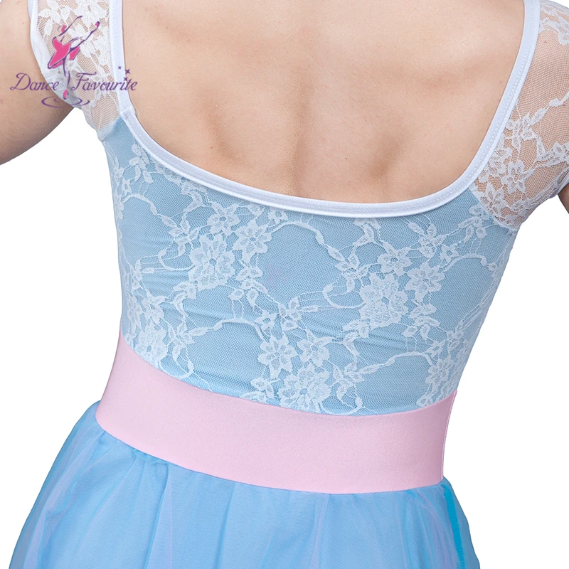 Light Blue Long Mesh Dress for Girls Ballet Dancing